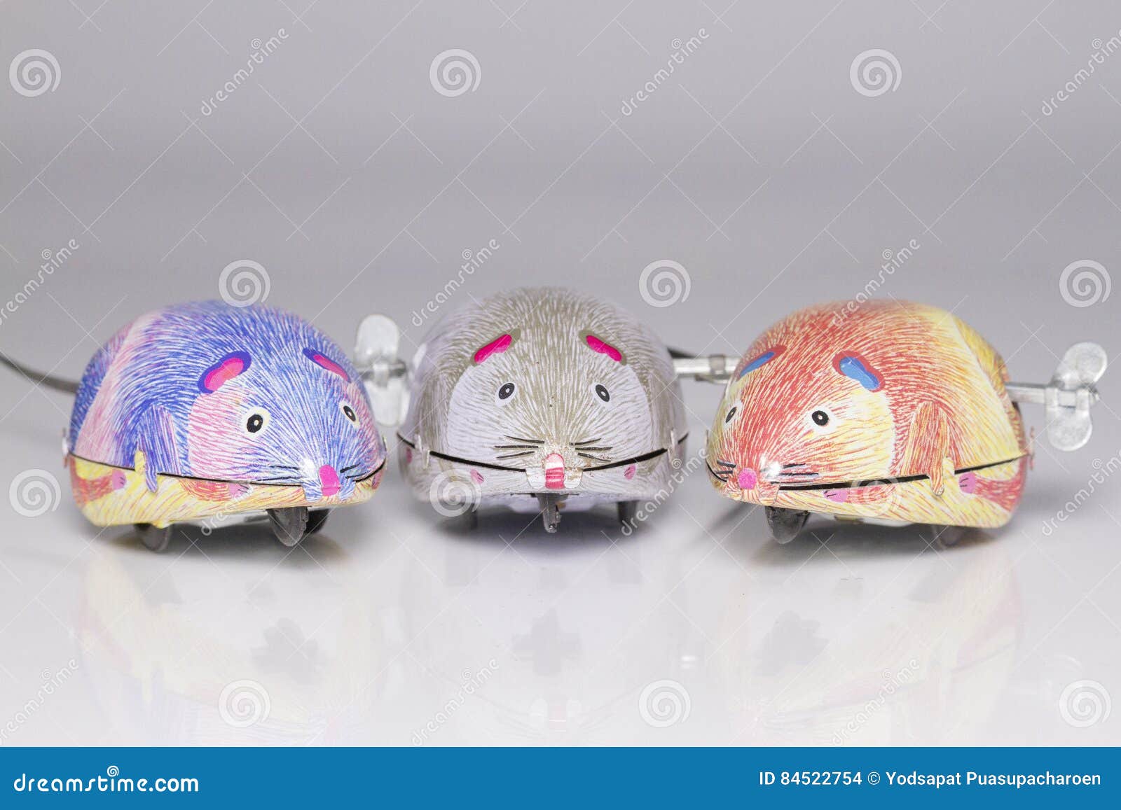 Three wind-up toy mice stock photo. Image of toys, fear - 84522754