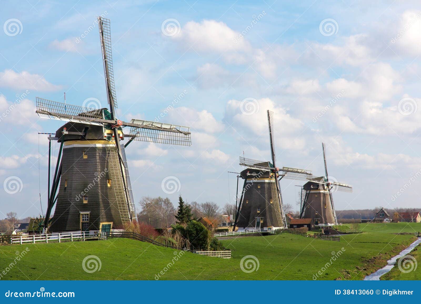 Three Windmills stock photo. Image of grass, historic - 38413060