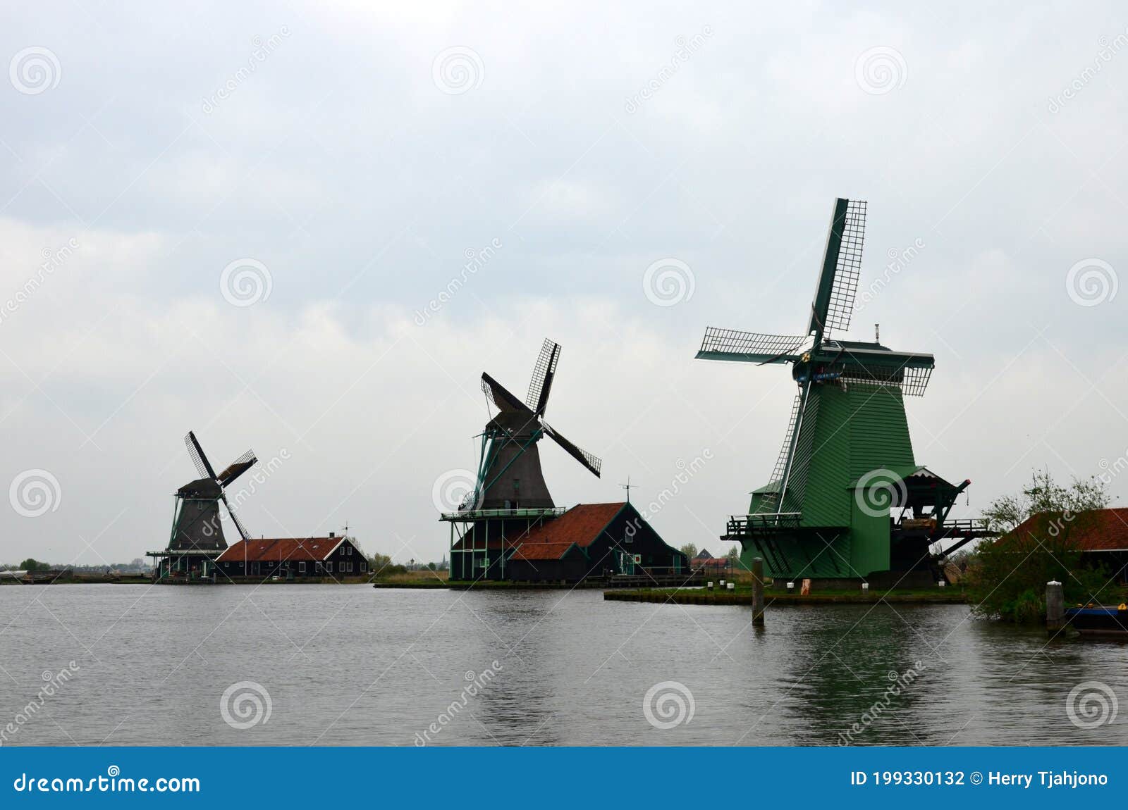 Three Windmills in Netherland Stock Photo - Image of spring, netherland ...