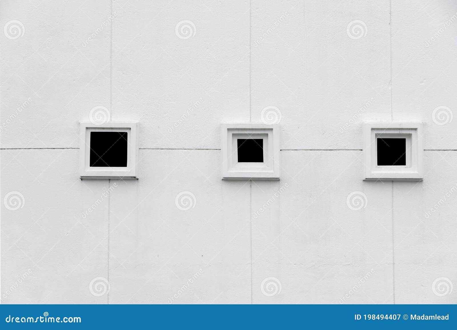 Three Window Frames on White Cement Concrete Wall Minimalism ...