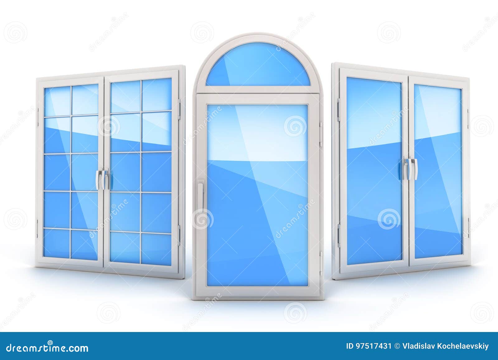 Three Window on White Background Stock Illustration - Illustration of ...