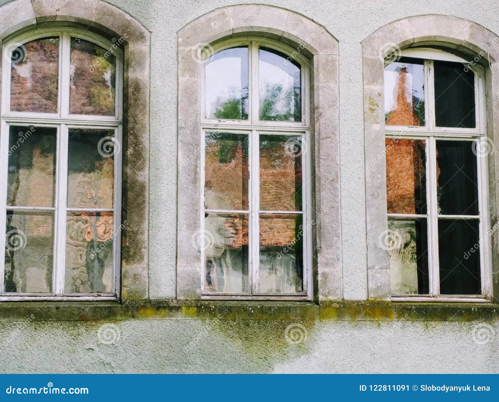 Three windows, castle stock image. Image of reflected - 122811091