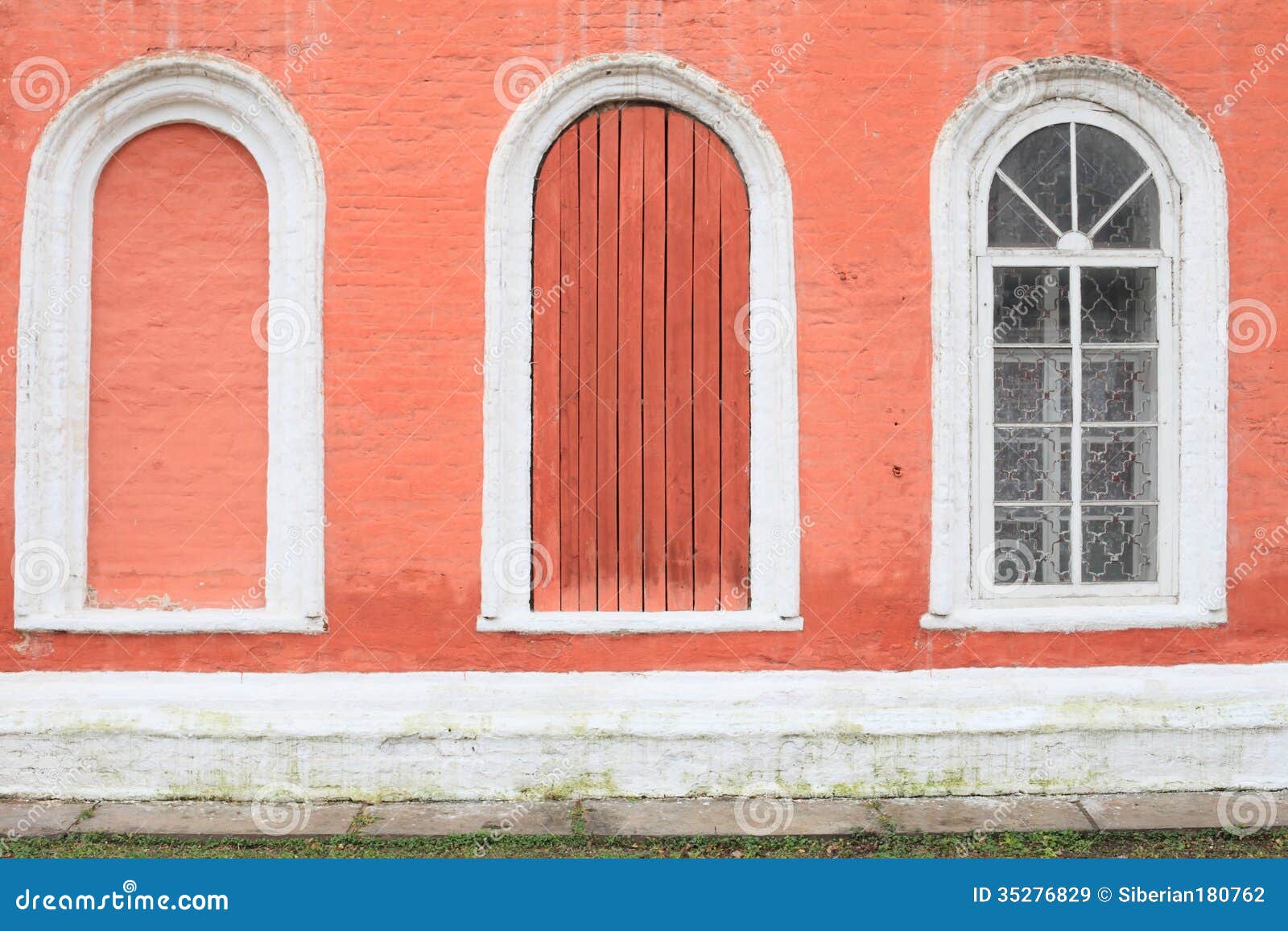 Three windows. stock image. Image of construction, wood - 35276829