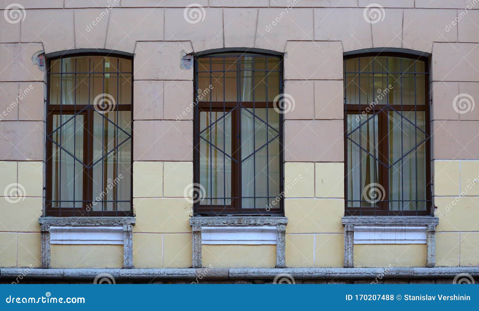 Three Windows on the Front of the House Stock Photo - Image of glass ...
