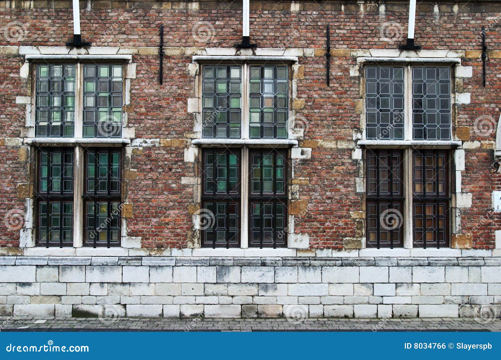 Three Windows of the Old Factory Stock Photo - Image of architecture ...