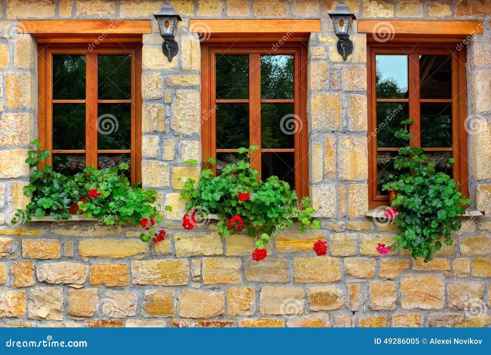 Three Windows in Old House stock image. Image of urban - 49286005