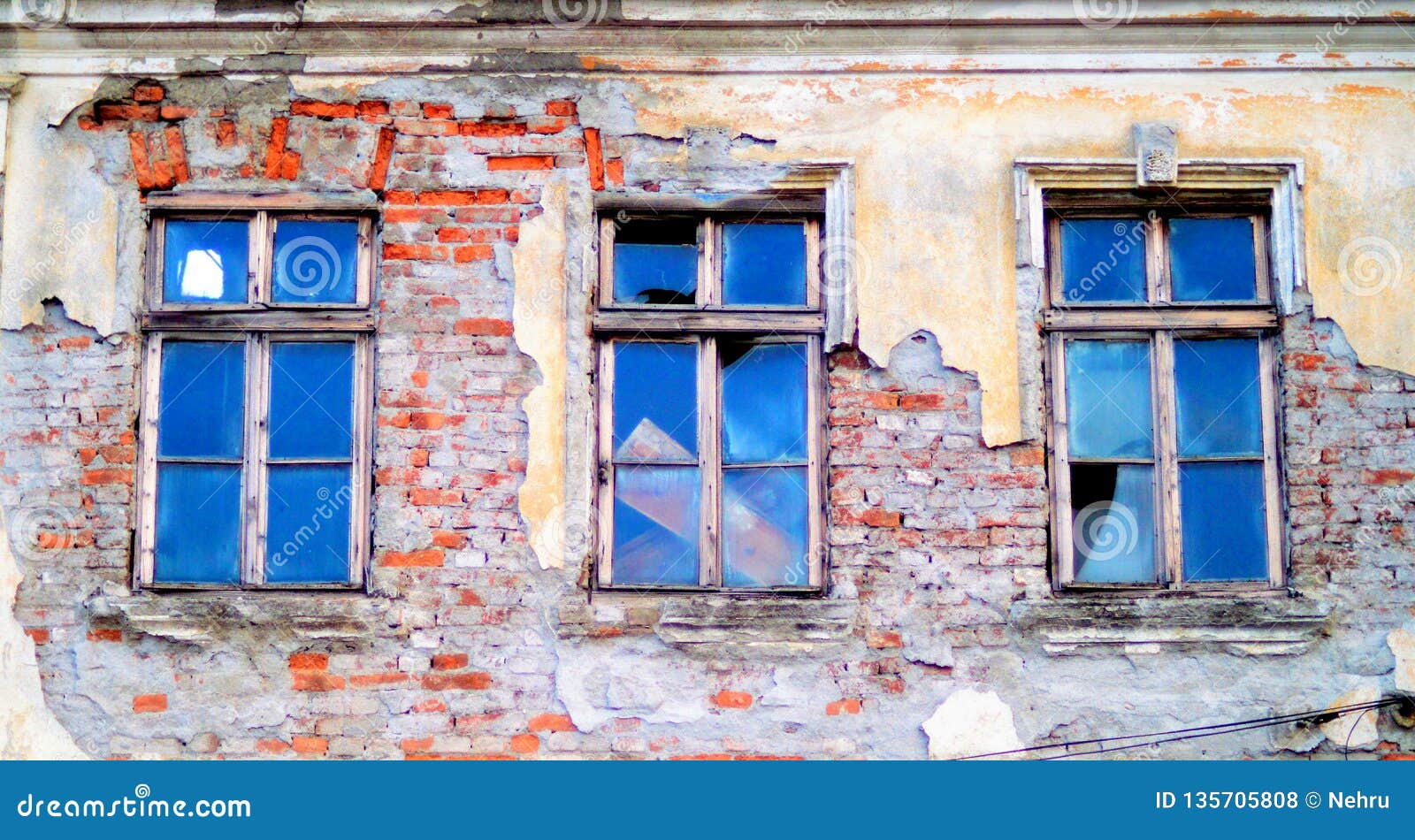 Three Windows on an Old House in Ohrid, Macedonia Stock Photo - Image ...