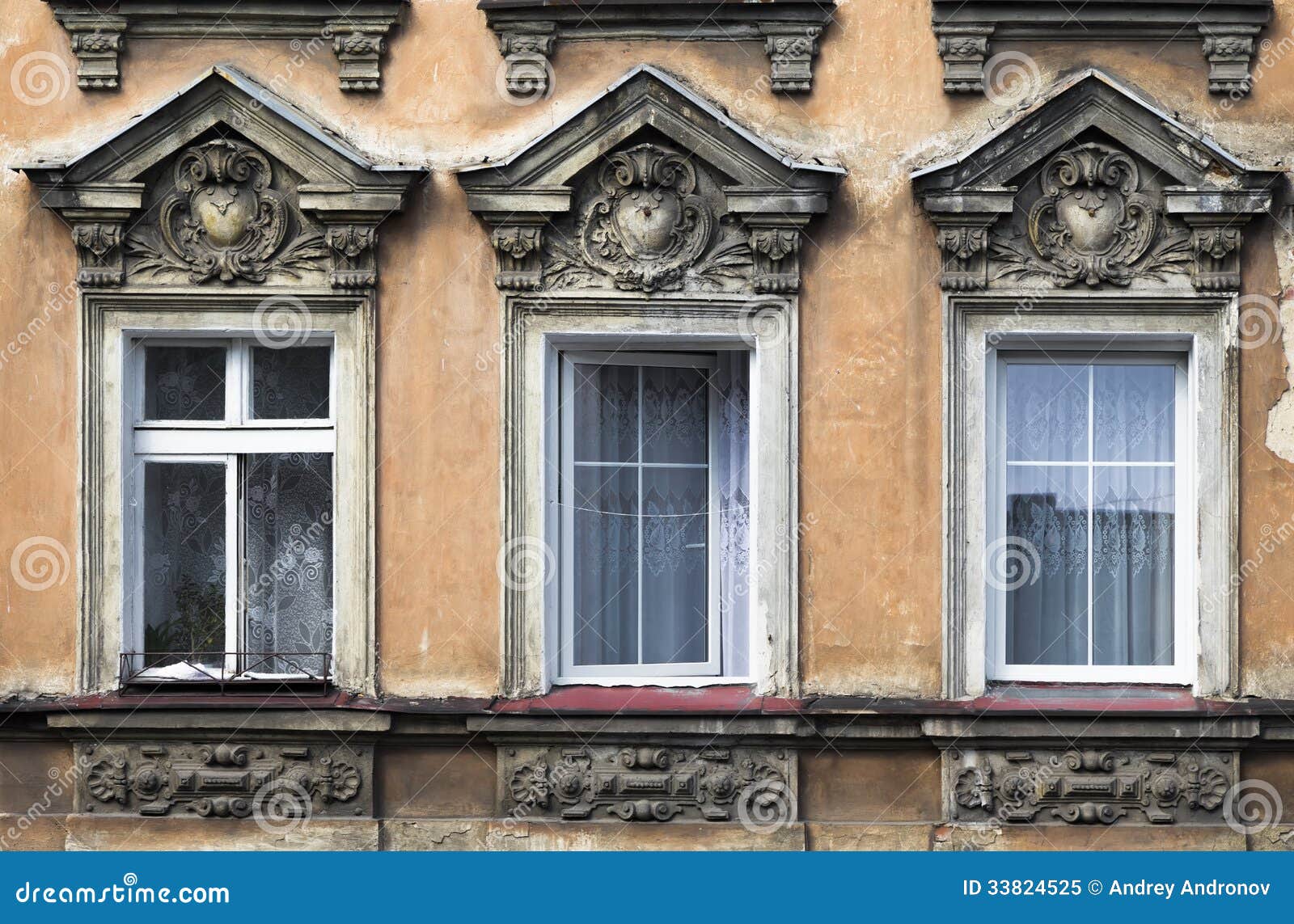 Three Windows in an Old House Stock Image - Image of pattern ...