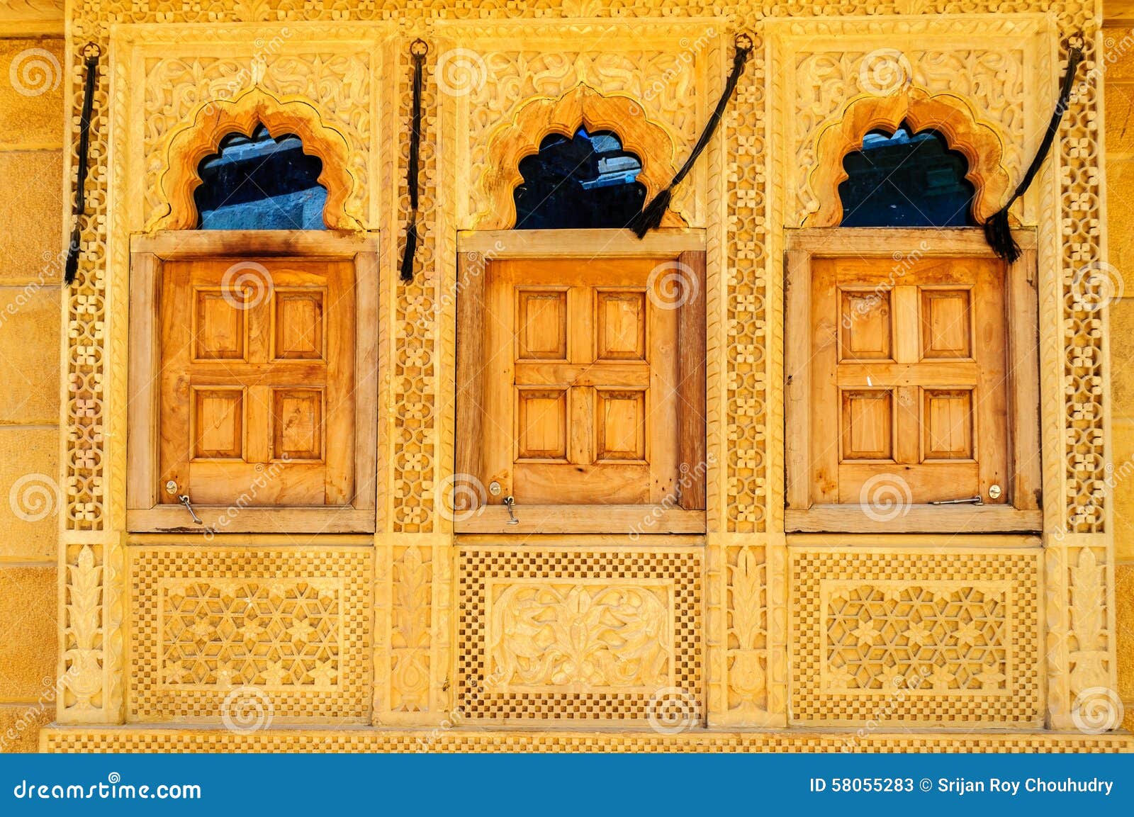 Three Windows and Pattern, Golden Fort of Jaisalmer, Rajasthan I Stock ...