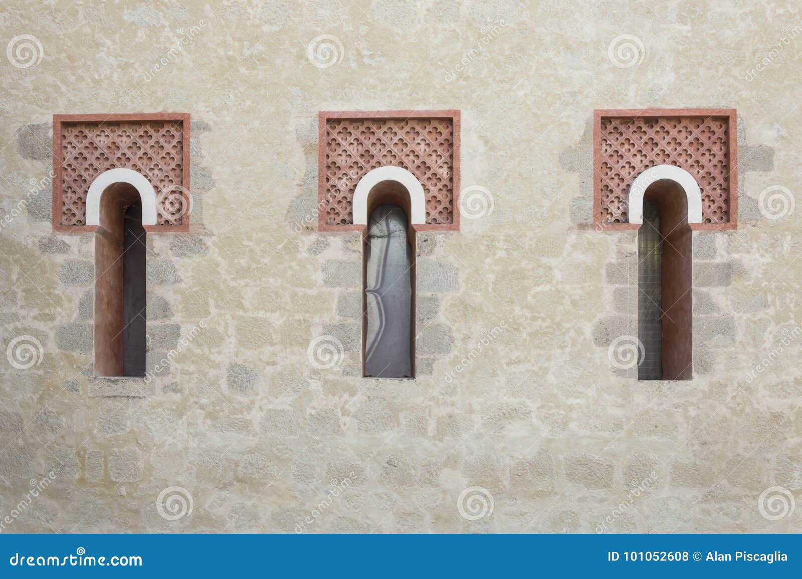 Three windows in a row stock photo. Image of tourism - 101052608