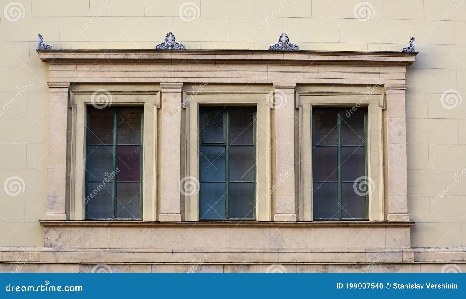 Three Windows in a Single Frame Stock Photo - Image of building, urban ...
