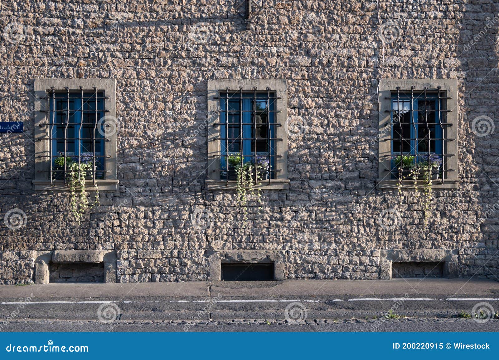 Windows in a stone house stock image. Image of stone - 200220915
