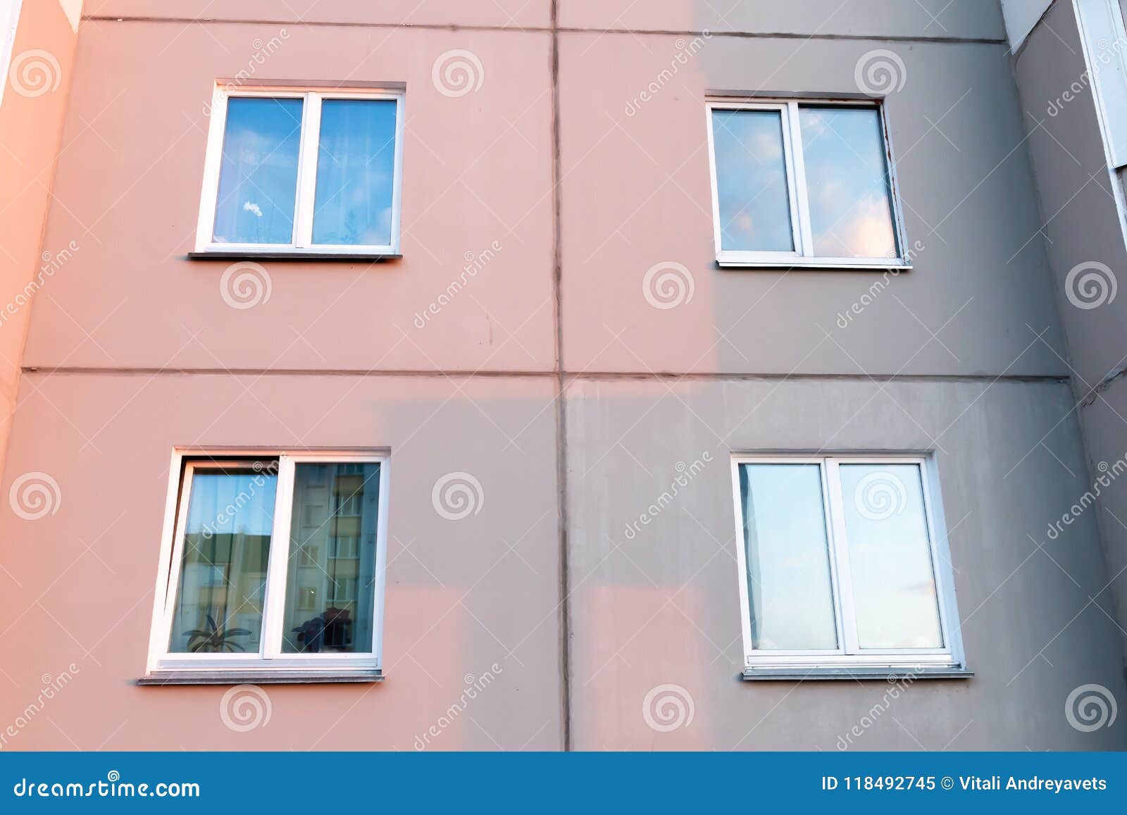 Three Windows on the Wall, the Texture of the Window Background. Stock ...