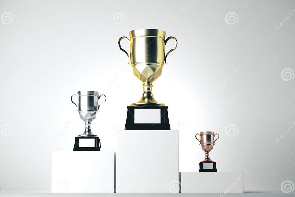 Three winner`s cups stock illustration. Illustration of achievement ...