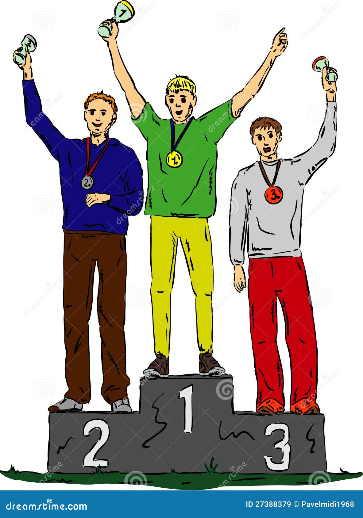 Three winners stock vector. Illustration of graphic, gold - 27388379