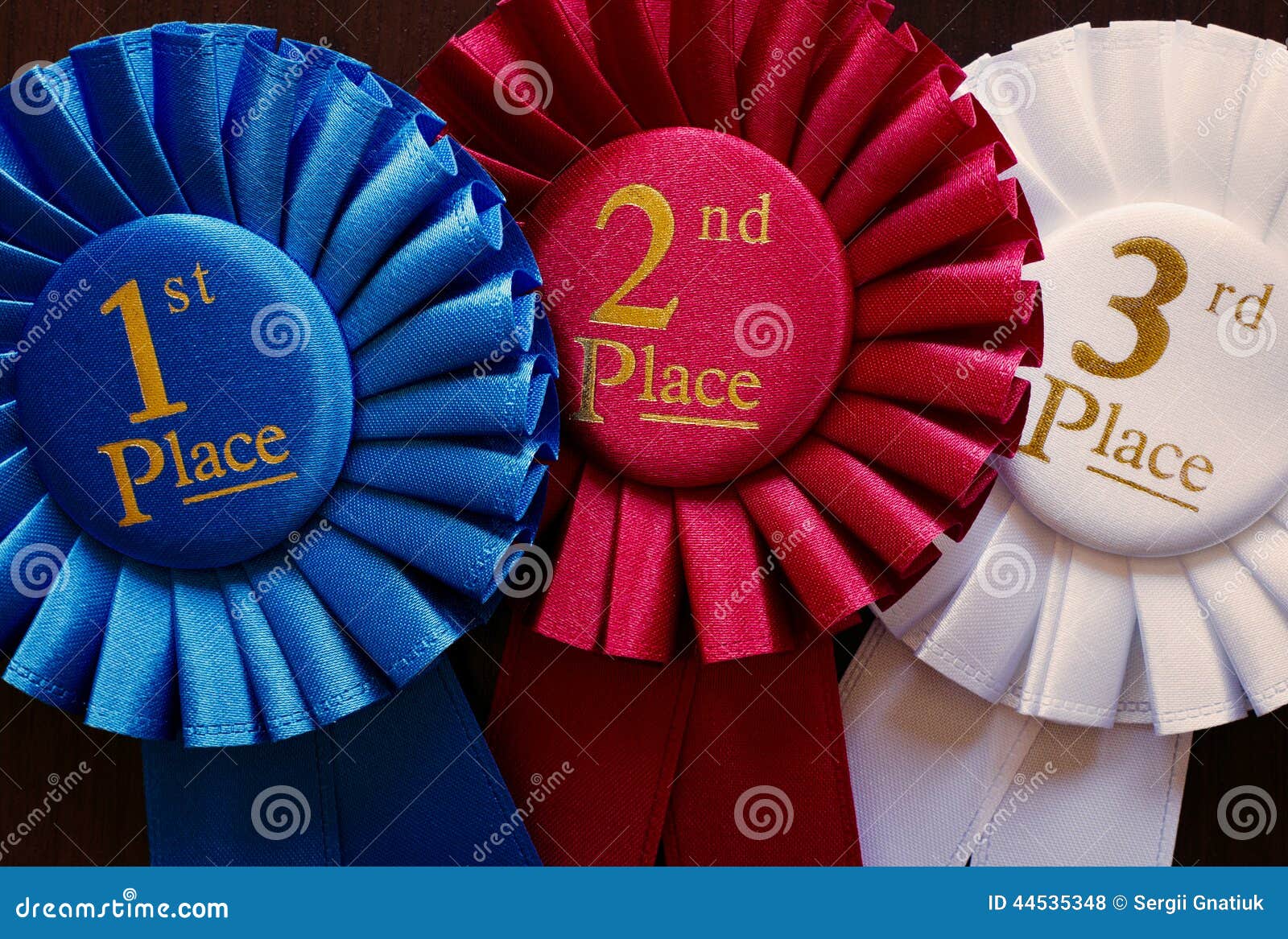 Three winners rosettes stock photo. Image of placement - 44535348