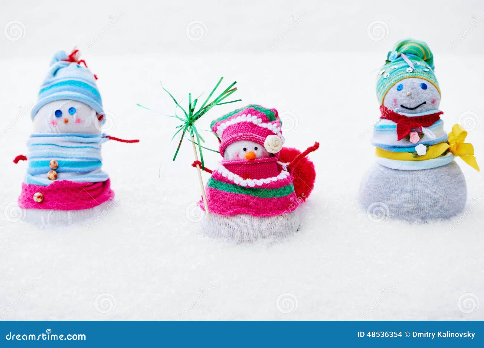 Three winter snowman stock photo. Image of christmastime - 48536354