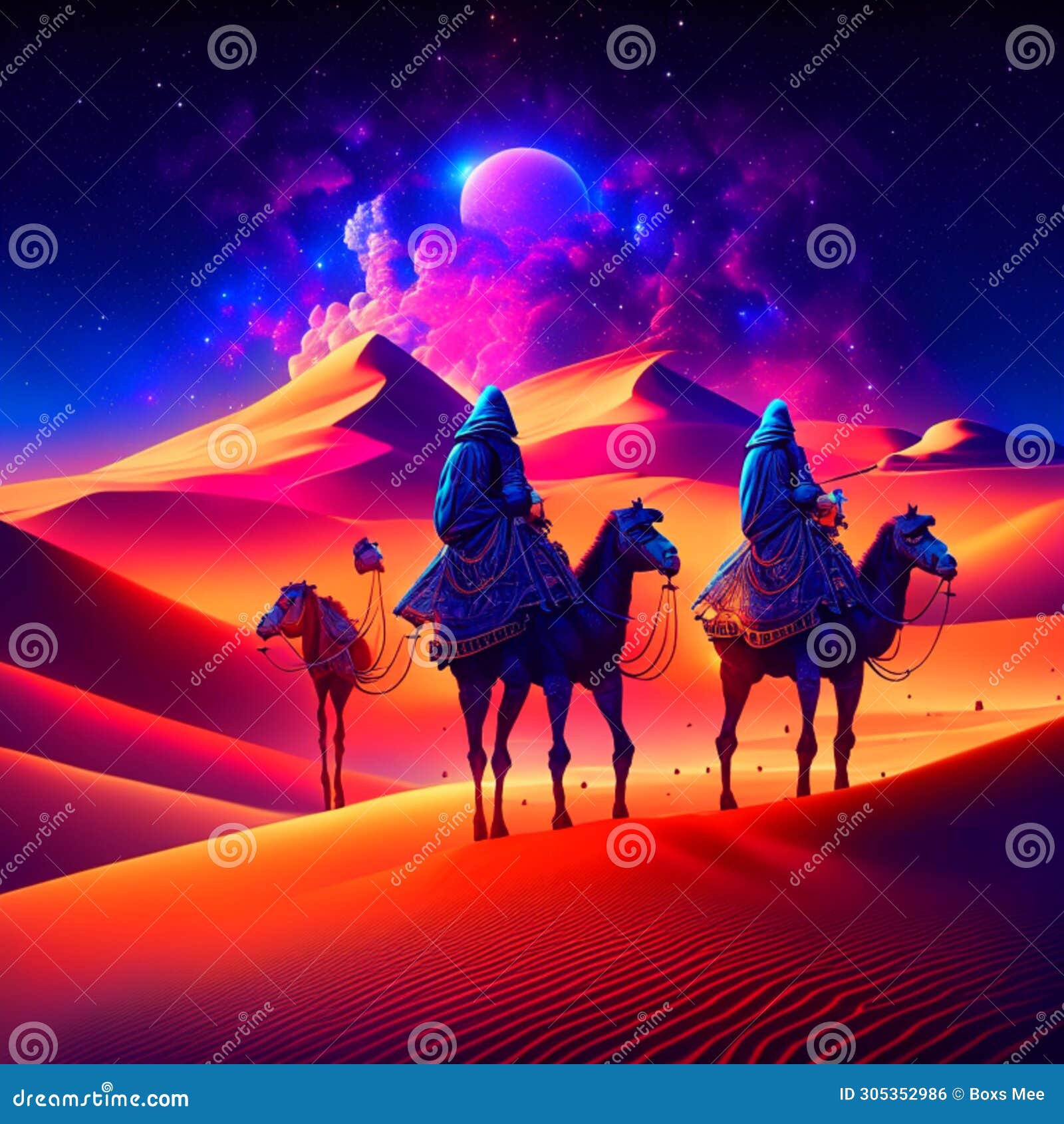 Three Wise Men on Camels in the Desert. 3d Rendering Generative AI ...