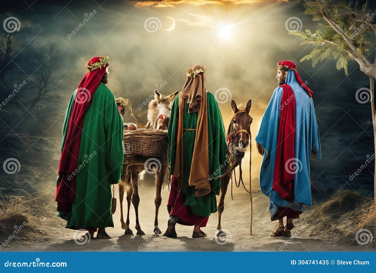The Three Wise Men of Christianity Walk Together Stock Illustration ...