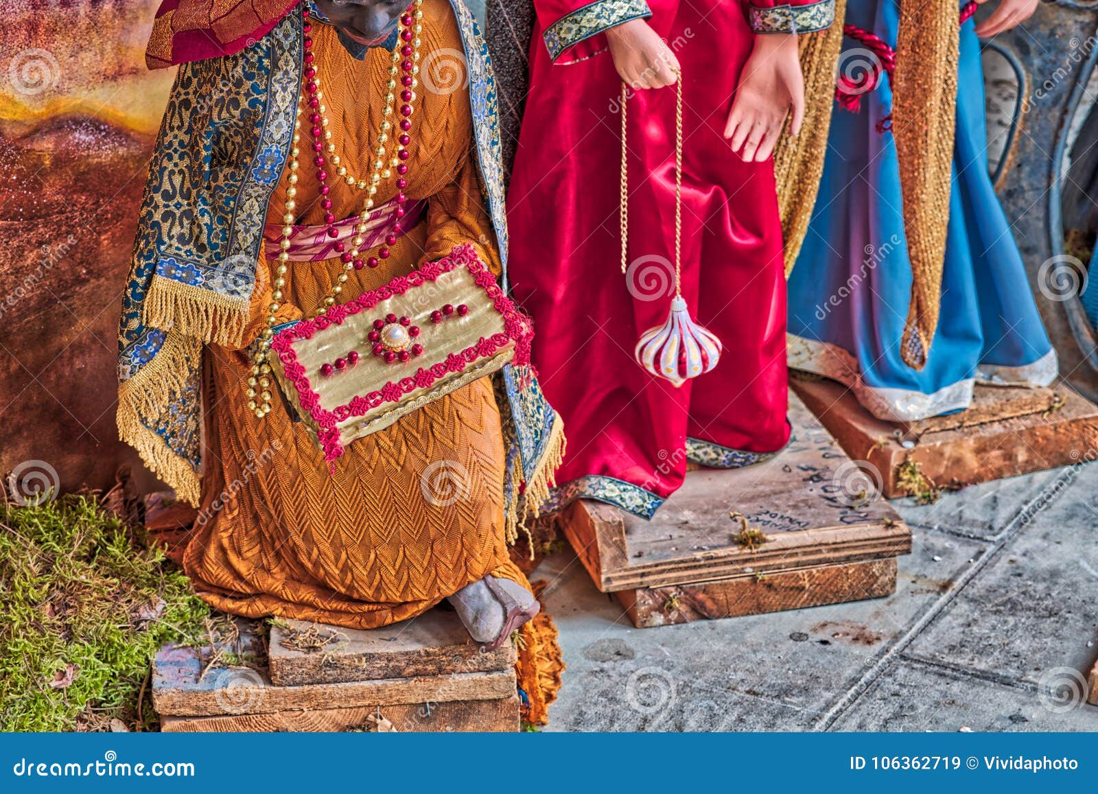 Three Kings in Christmas Nativity Scene Stock Image - Image of ...