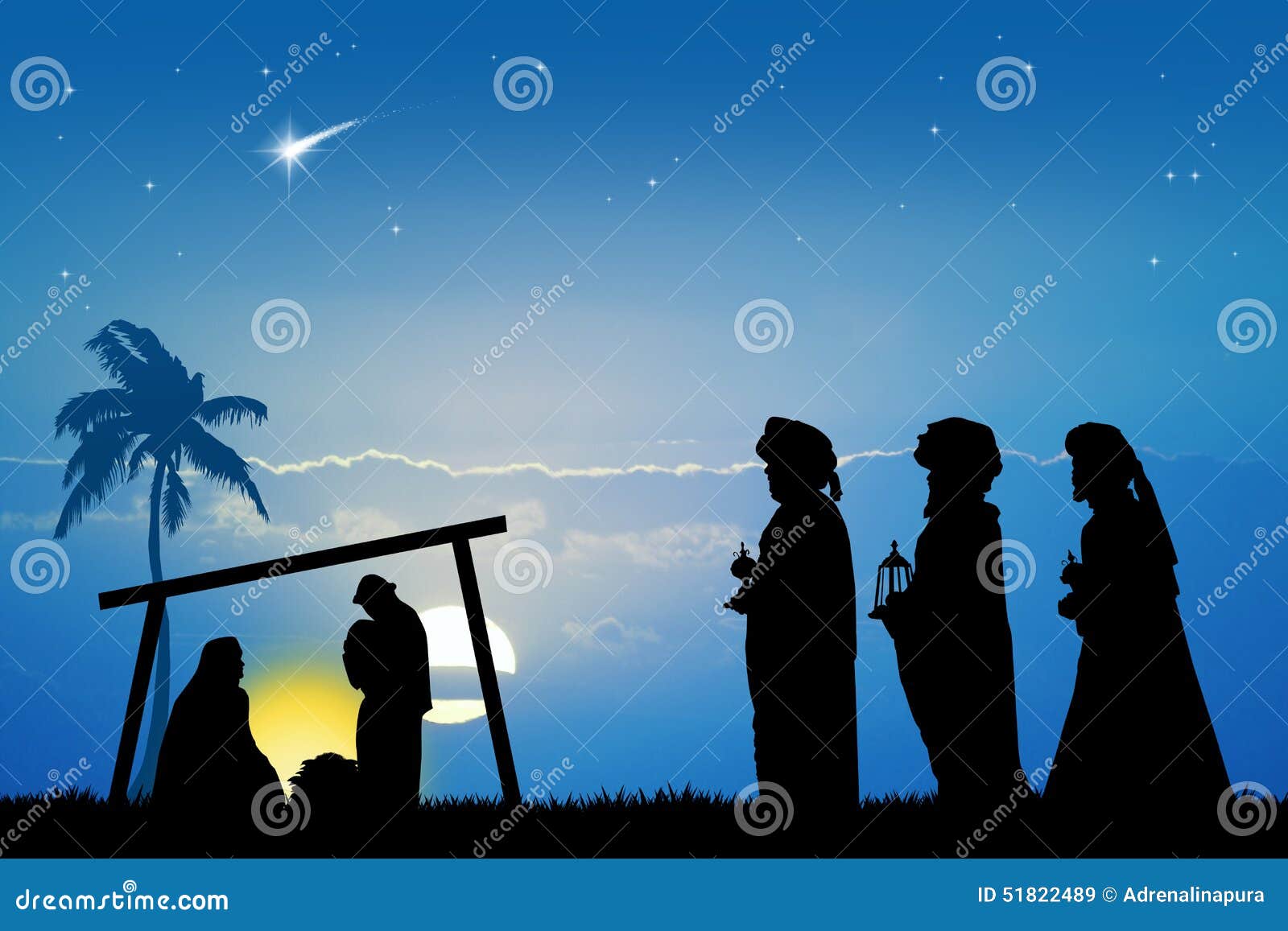 Three wise men stock illustration. Illustration of nativity - 51822489