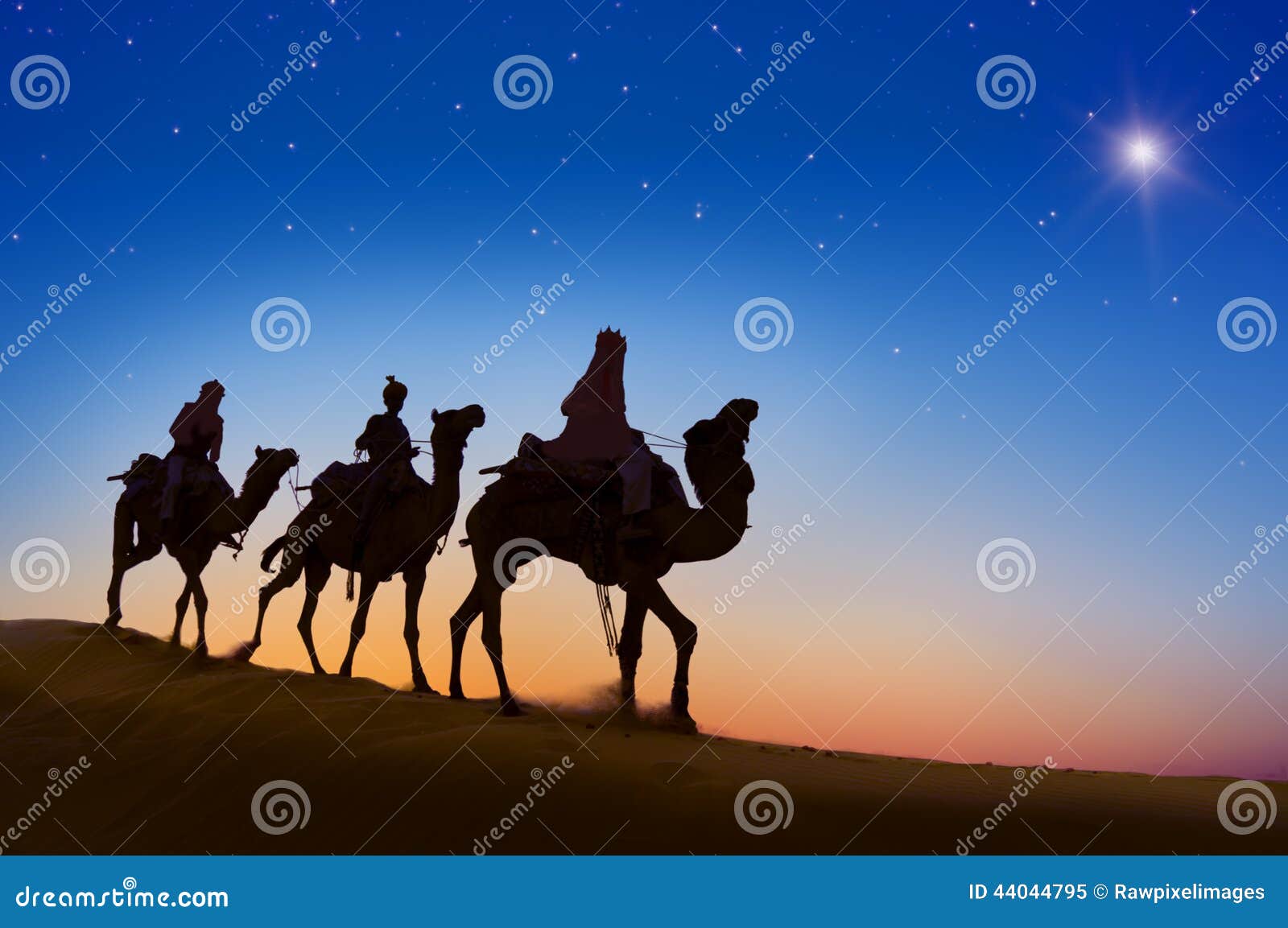 Three Wise Men Riding Camel on the Hill Stock Image - Image of journey ...