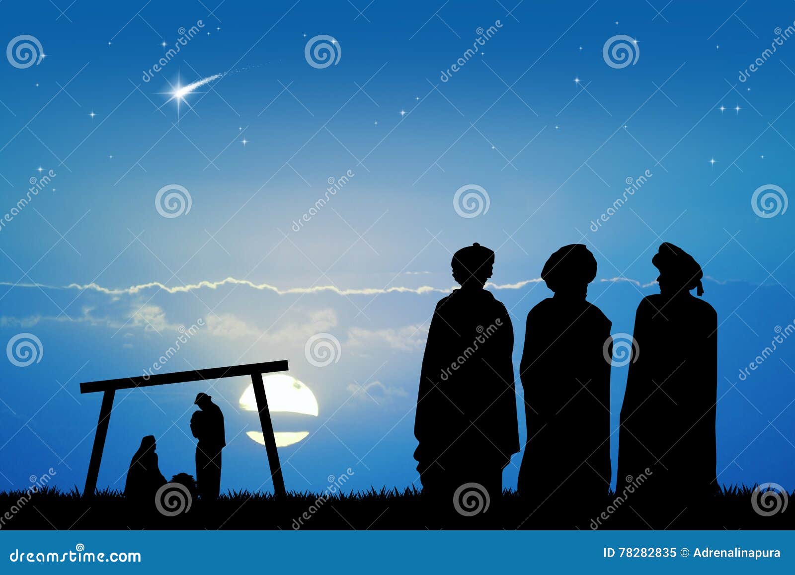 Three wise men at sunset stock illustration. Illustration of three ...