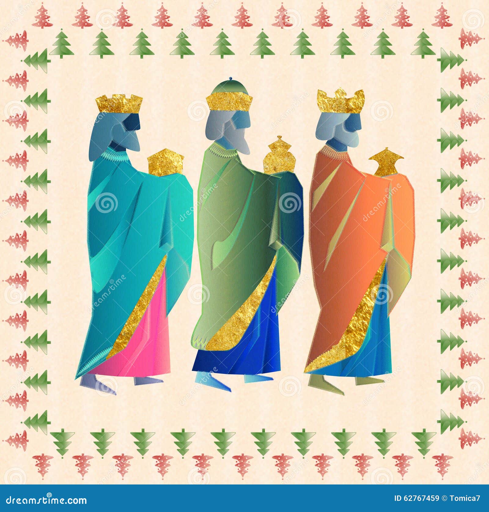 Three Wise Men or Three Kings. Nativity Illustration Christmas C Stock ...