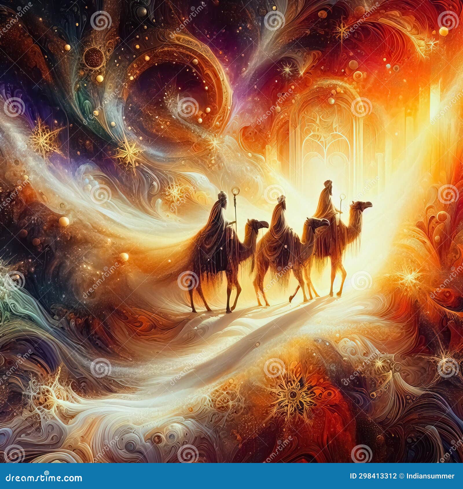 Three Wise Men Travel To Bethlehem Stock Illustration - Illustration of ...