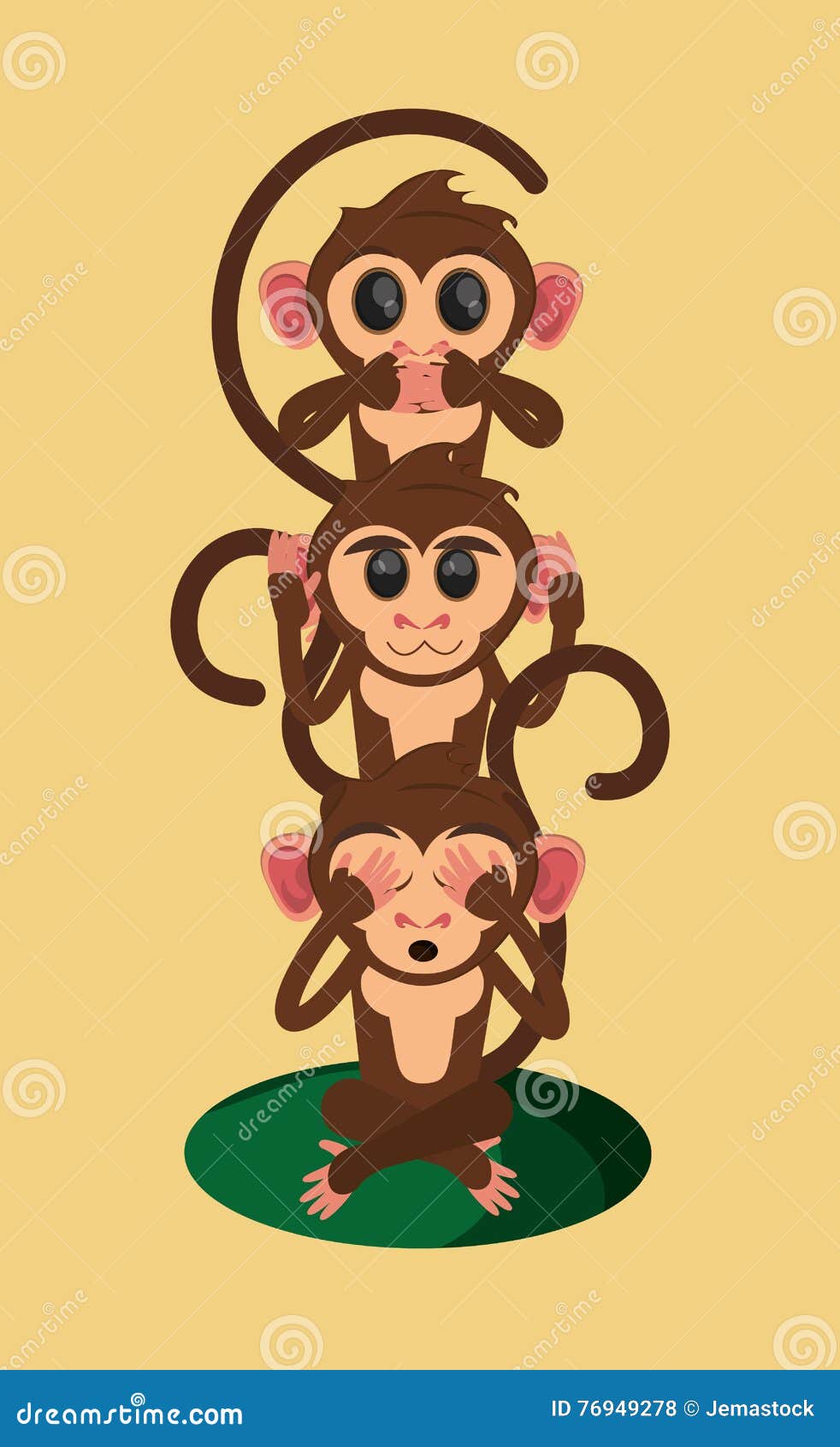 Three wise monkeys cartoon stock vector. Illustration of scratching ...