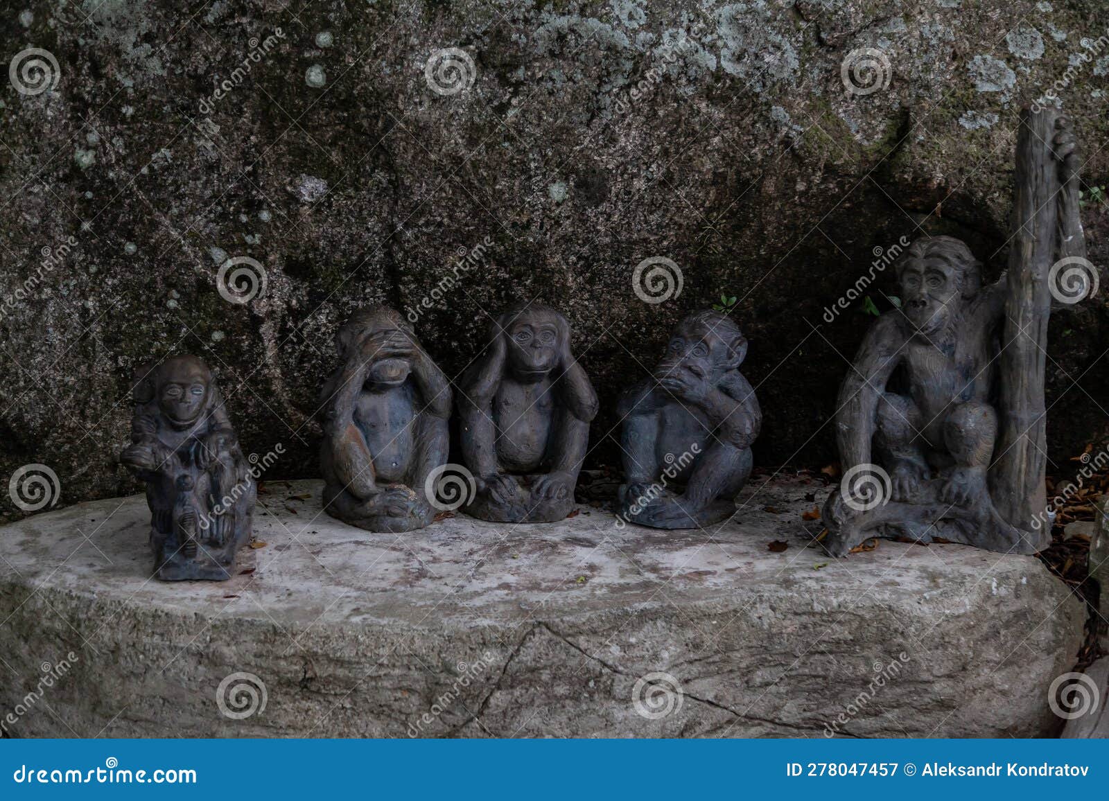 Three Wise Monkeys Sculpture Depicting the Concept of Buddhism ...