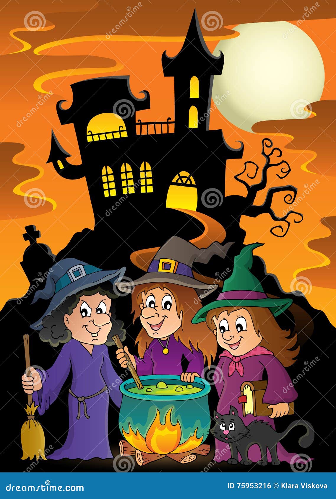 Three Witches Cartoon Vector | CartoonDealer.com #64414009