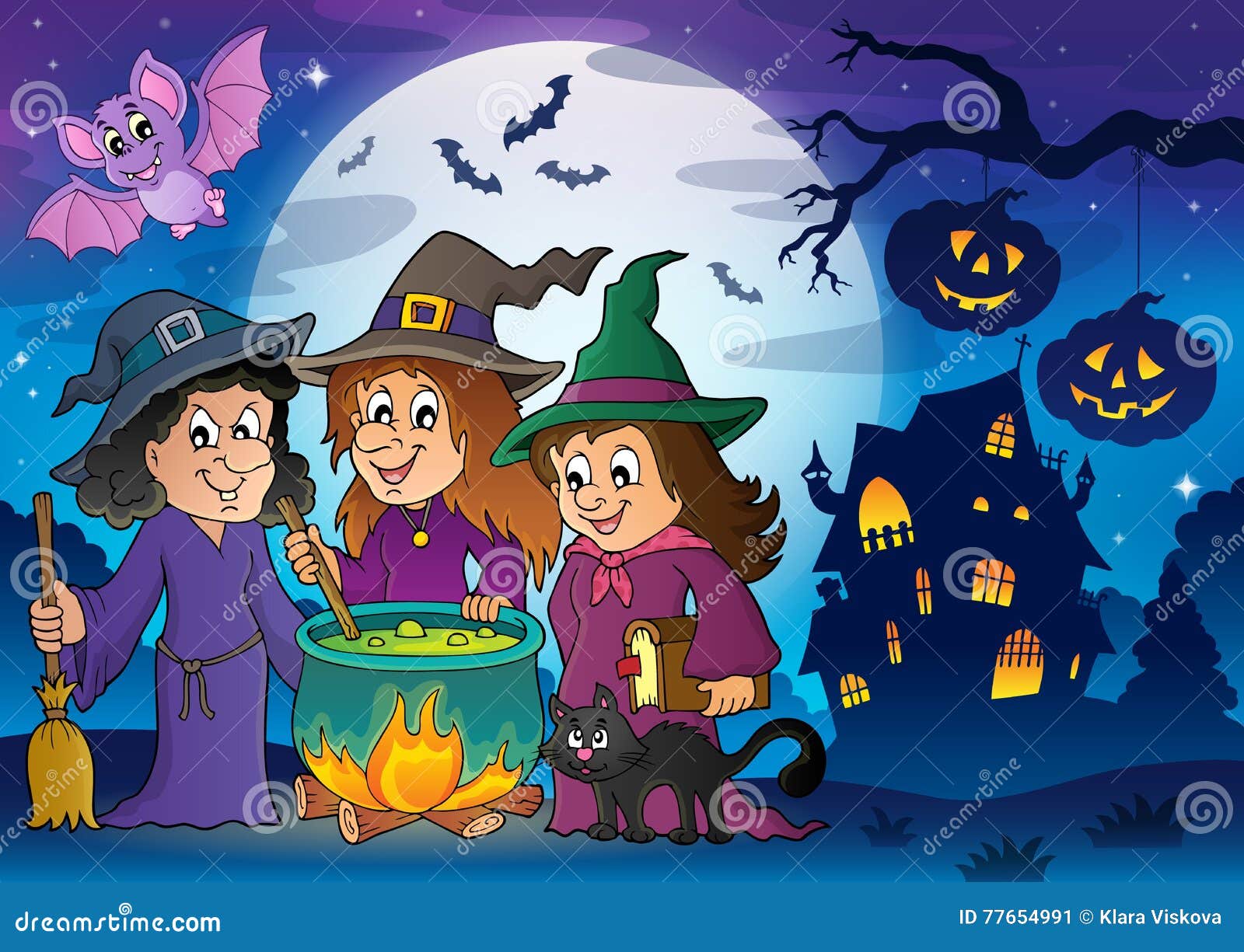 Three Witches Cartoon Vector | CartoonDealer.com #64414009
