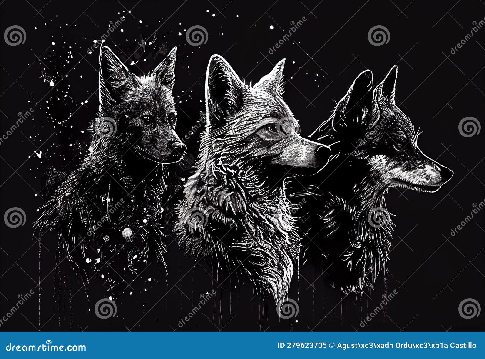 Three Wolves In Full Sprint, Gracefully Navigating Through A Snowy ...
