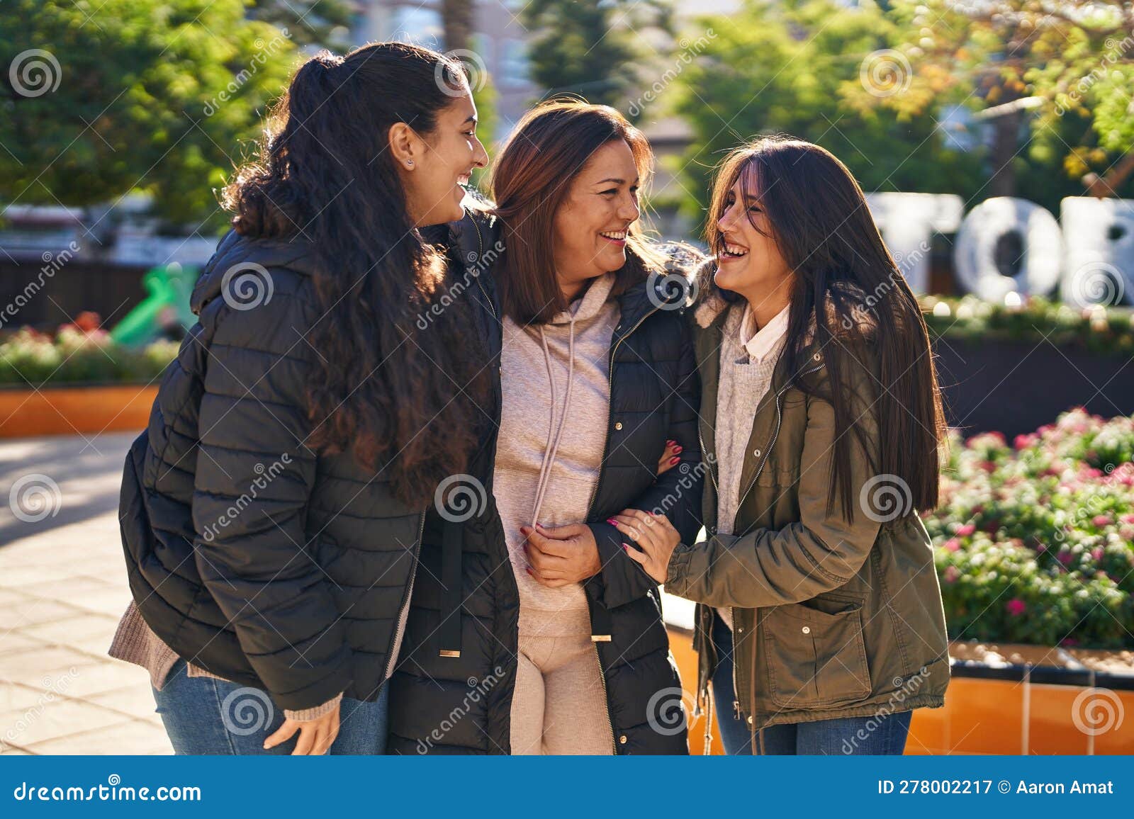 Three Woman Mother and Daughters Standing Together at Park Stock Image ...