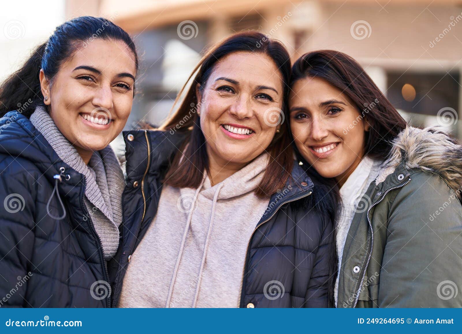 Three Woman Mother And Daughters Standing Together At Street Stock Image Image Of Three Sunny