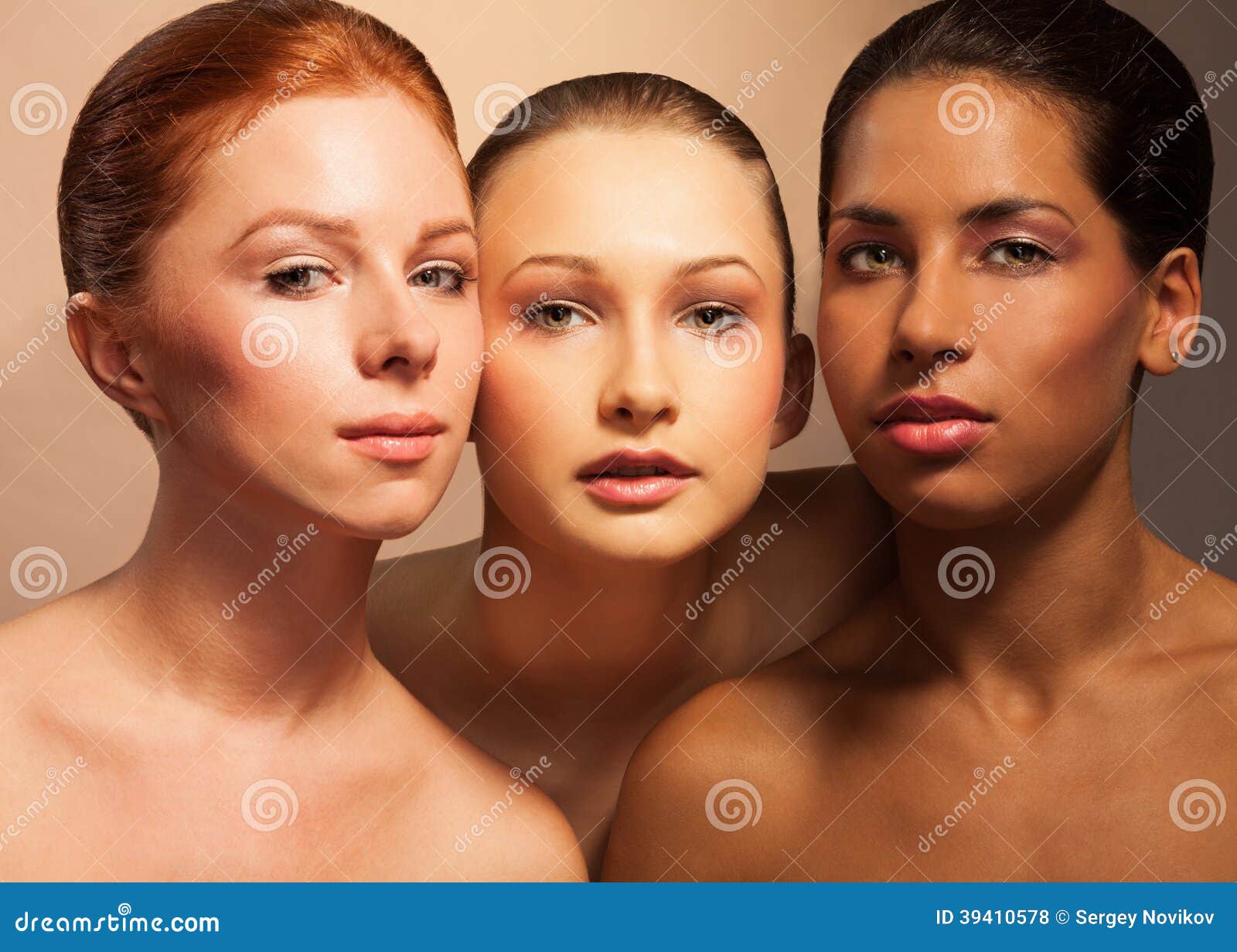 Three Women Beauty Portrait Stock Photo - Image of calm, brown: 39410578