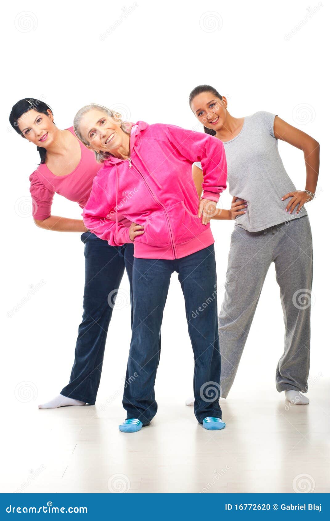 Three women doing sport stock photo. Image of health - 16772620