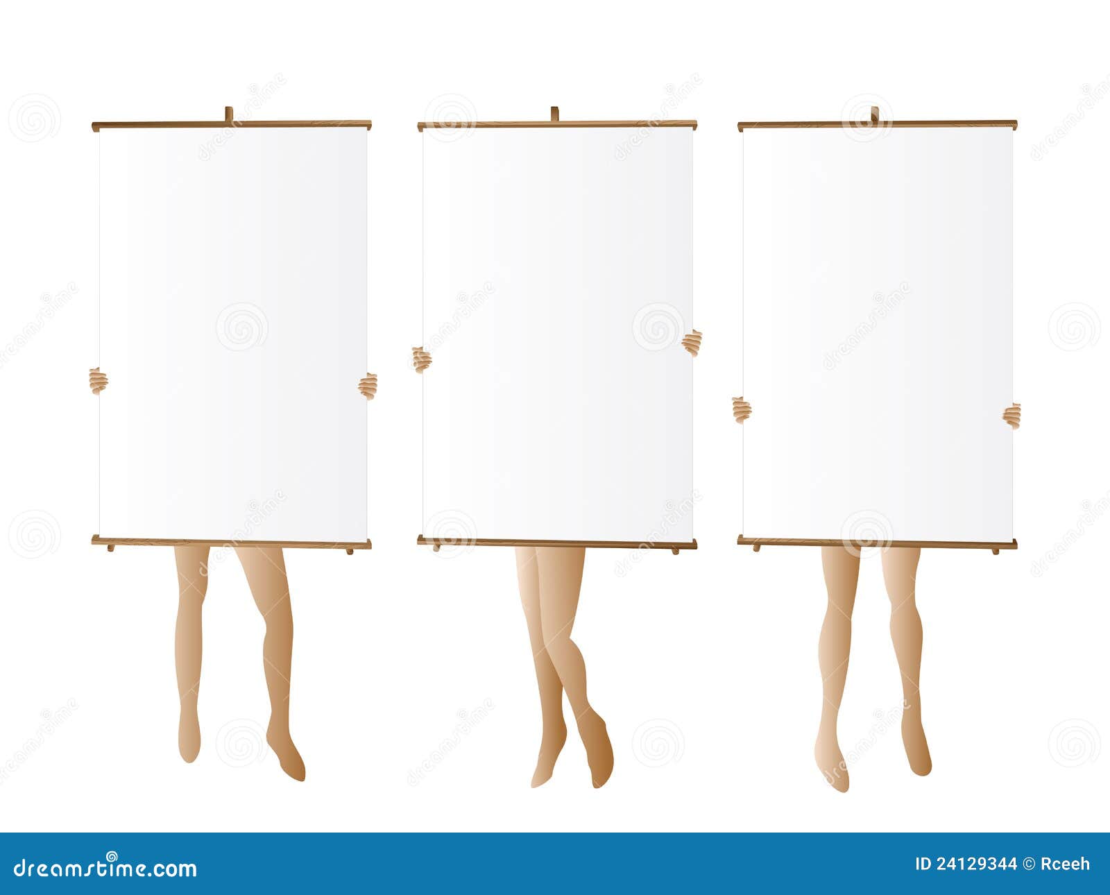 Three Women Holding Banners Stock Vector - Illustration of commercial ...