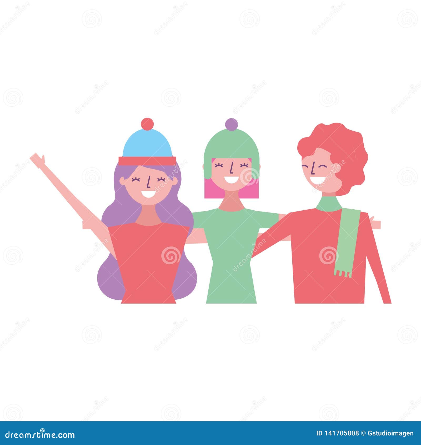 Three Women Hugging Friends Stock Vector - Illustration of smiling ...