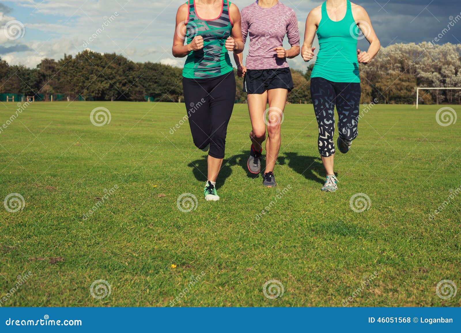 Three Women Running in the Park Stock Photo - Image of park, female ...