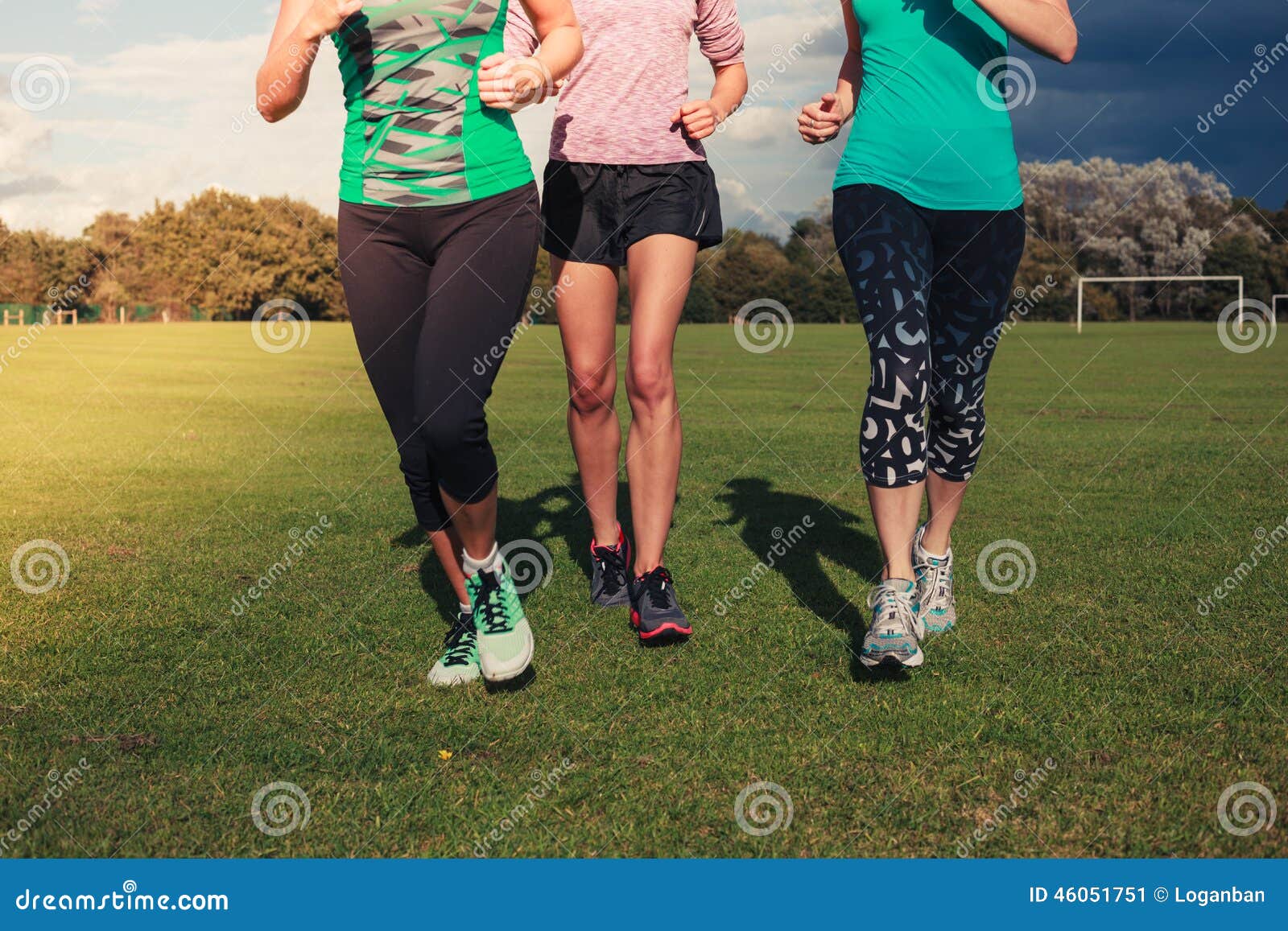 Three Women Running in the Park Stock Image - Image of park, healthy ...