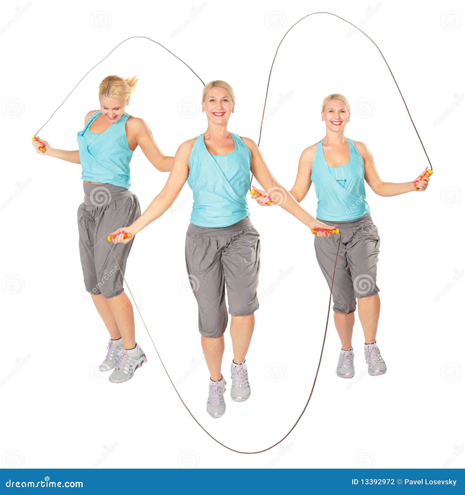 Three Women with a Skipping Rope, Collage Stock Photo - Image of ...