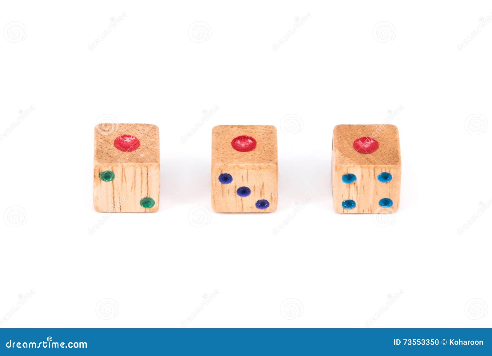 Three Wood Dice Show One Point Face Stock Photo - Image of leisure ...