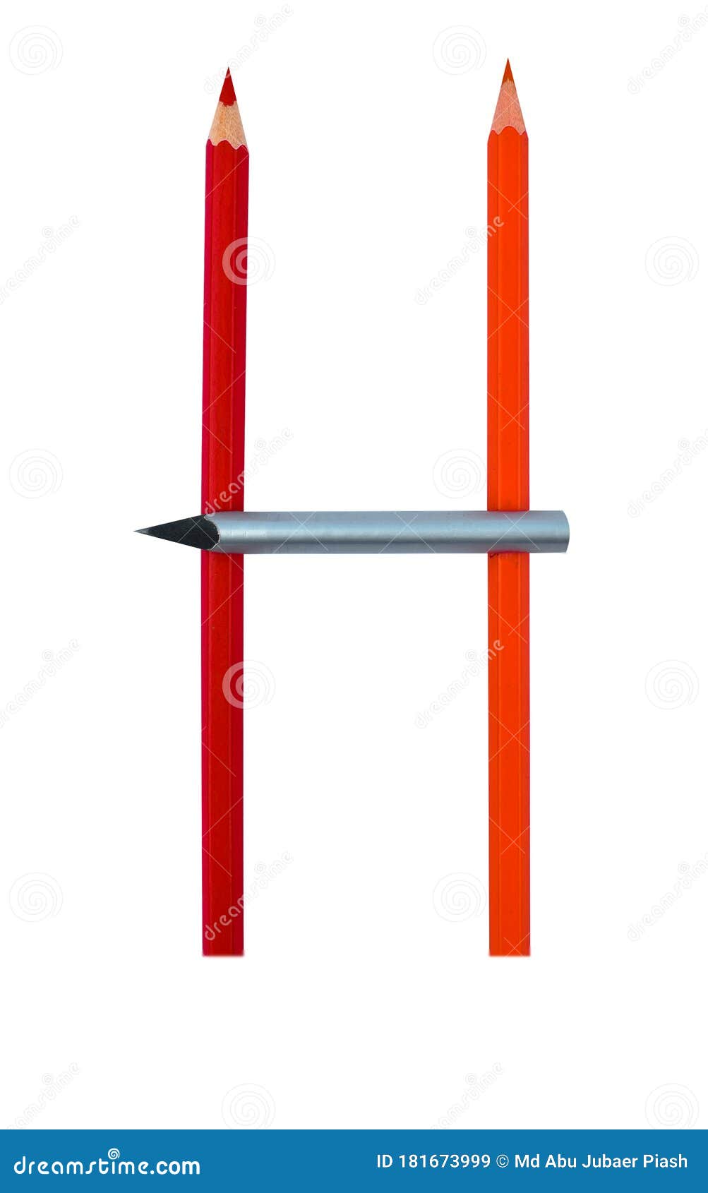 Three Wood Pencil Crayons Arranged As a H Shaped Pattern on a White ...