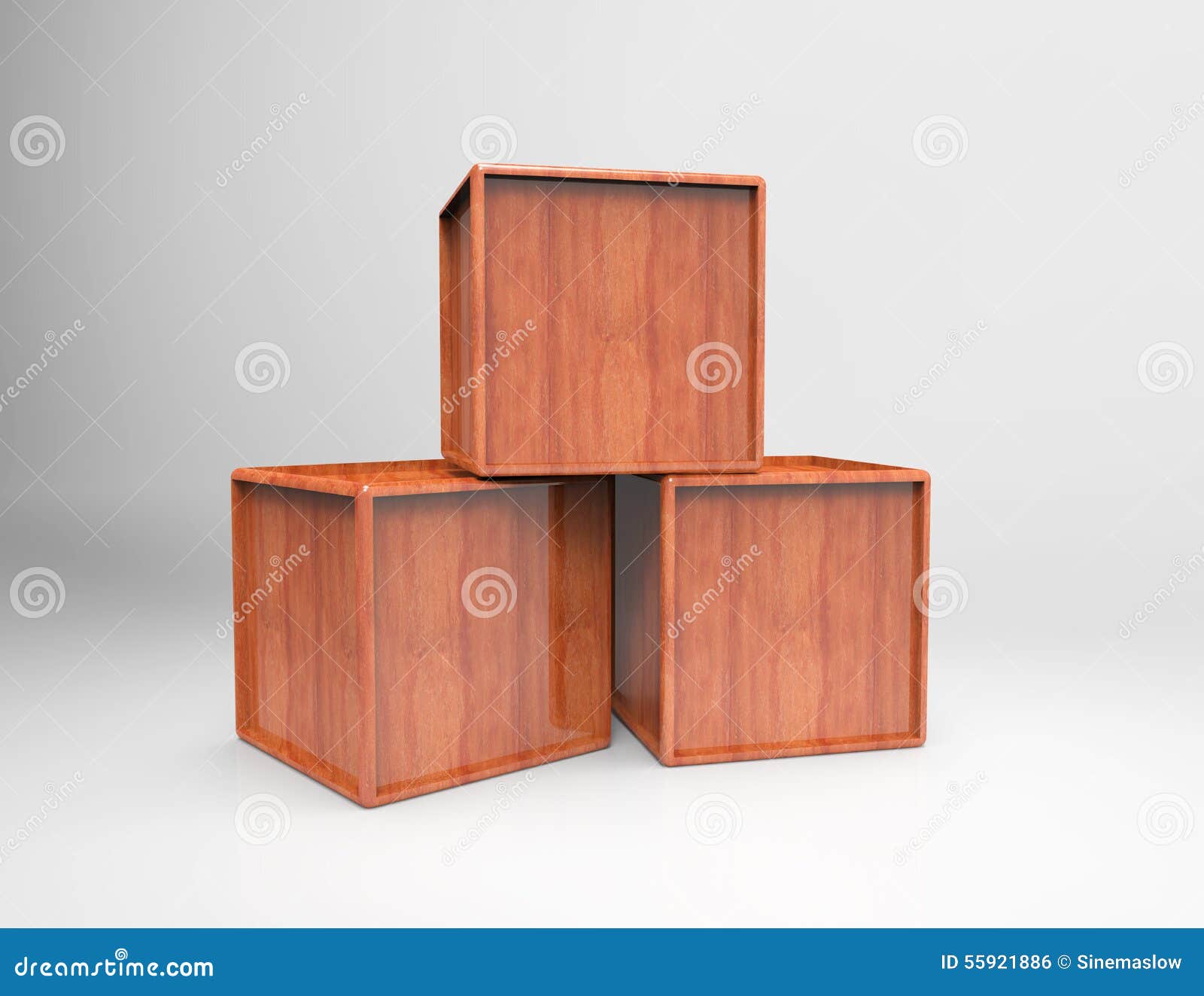 Three wooden blocks cube stock illustration. Illustration of objects ...