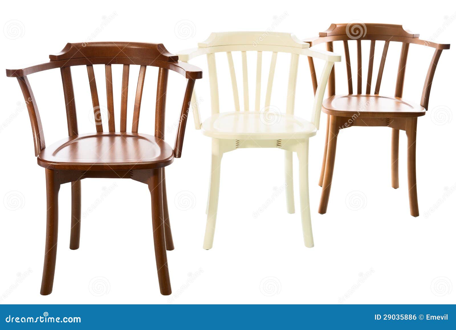 Three wooden chairs stock photo. Image of carved, outdoor - 29035886