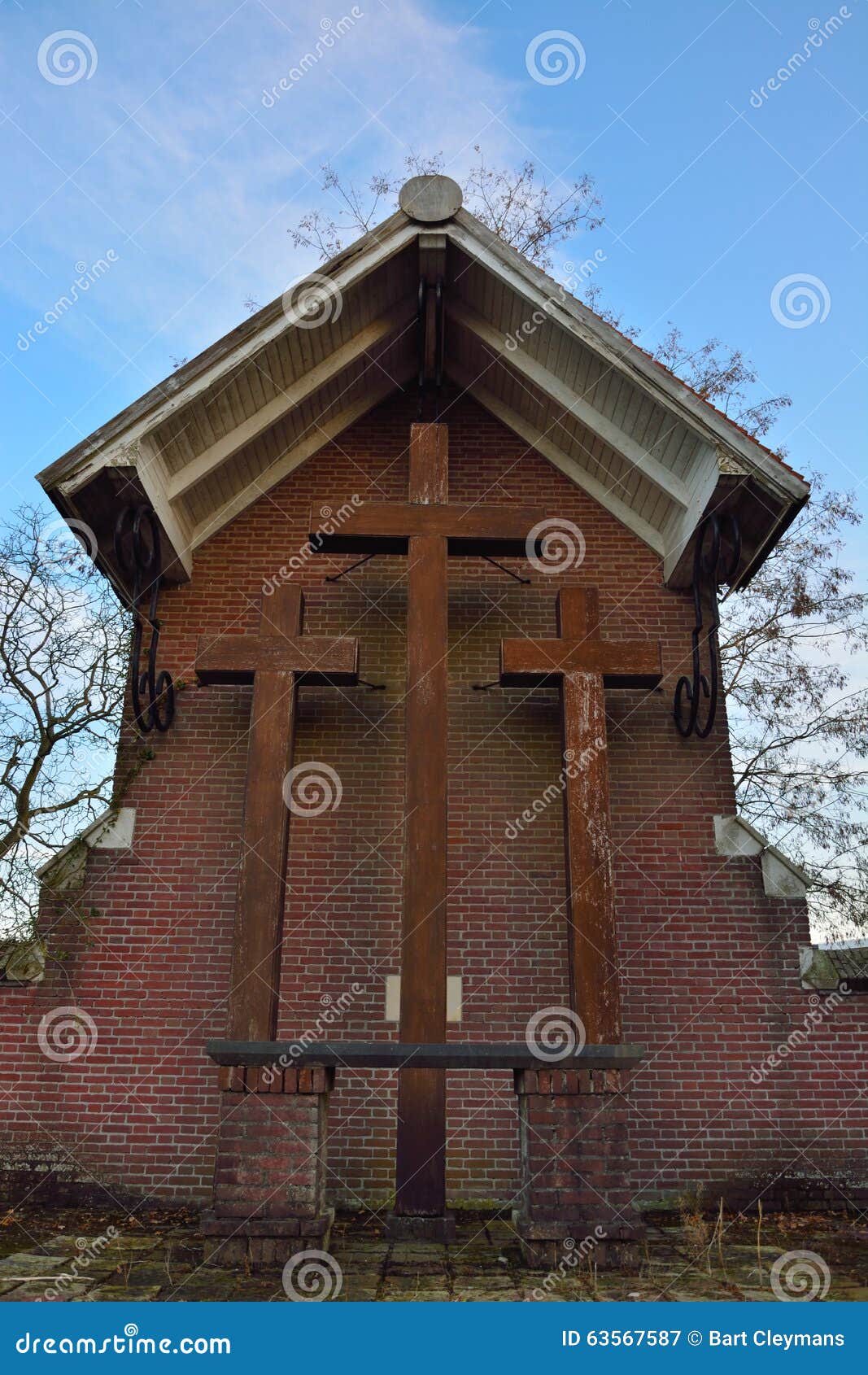 Three wooden crosses stock image. Image of temple, front - 63567587