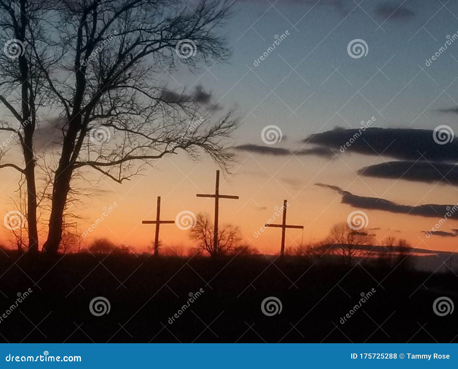 Three Wooden Crosses, Sunset, Majestic, Stock Photo - Image of sunset ...