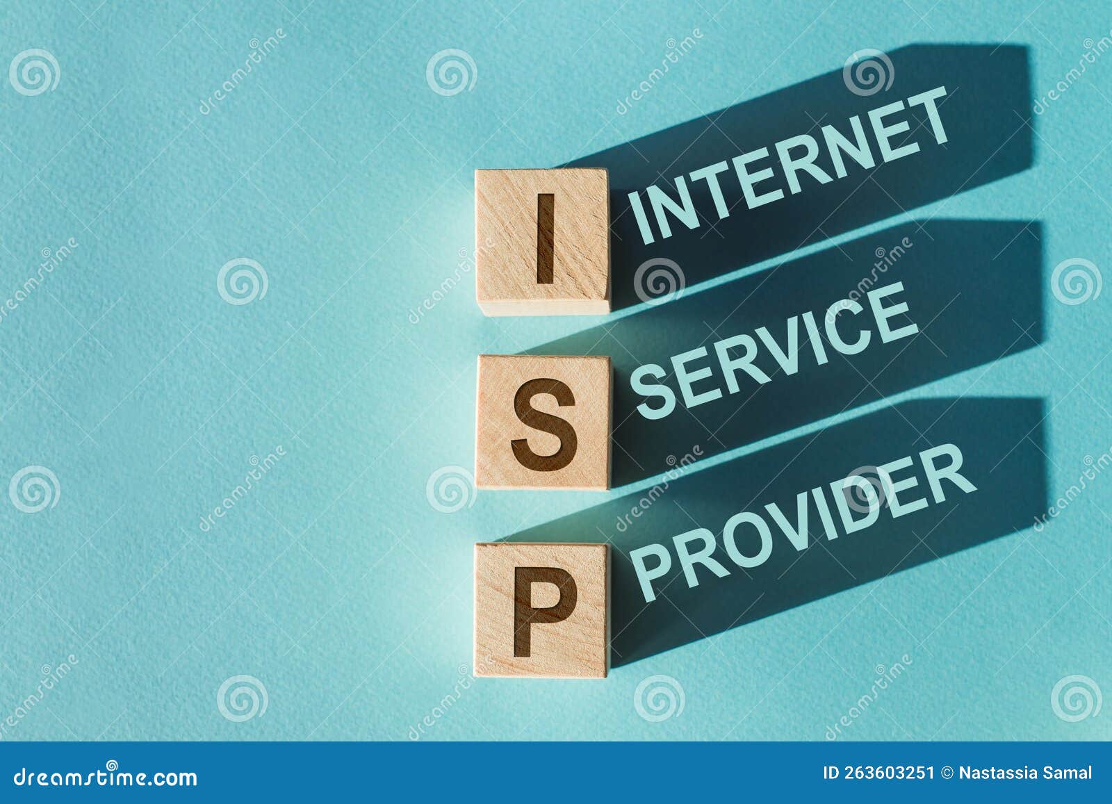 Three Wooden Cubes with Letters ISP - Internet Service Provider, on ...